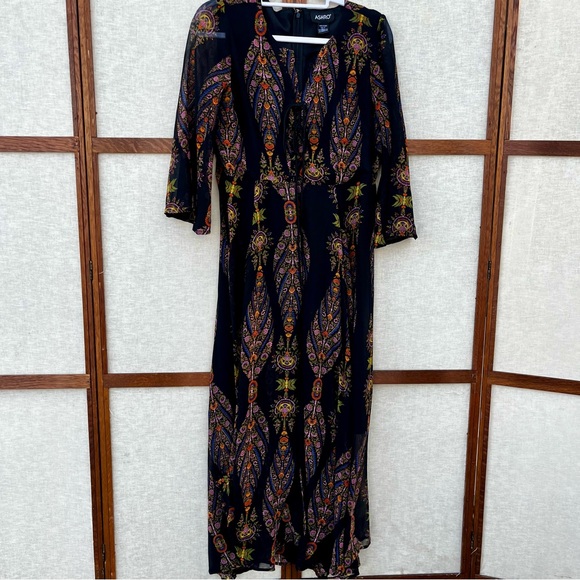 Ashro | Dresses | Ashro Black And Colorful Paisley Floral Boho Maxi 34 ...